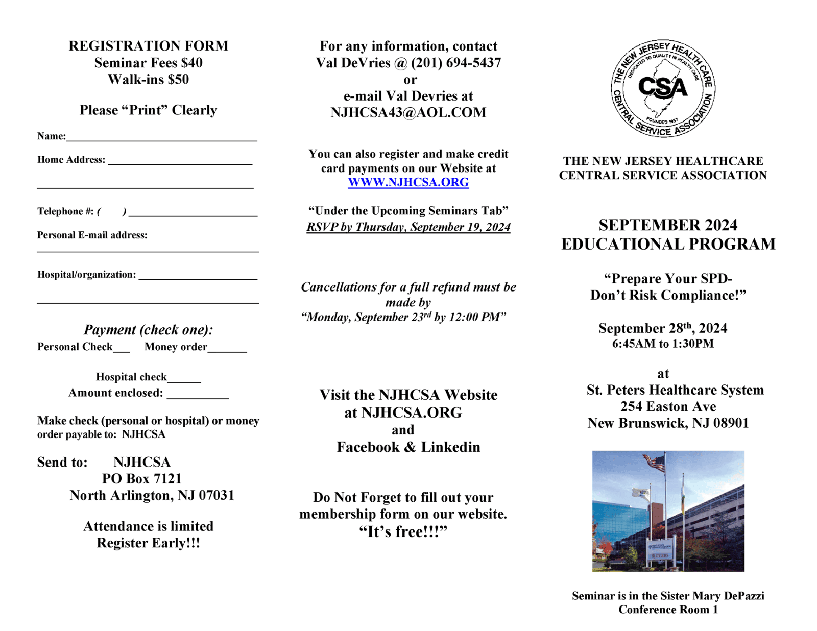 Upcoming Seminars | NJHCSA